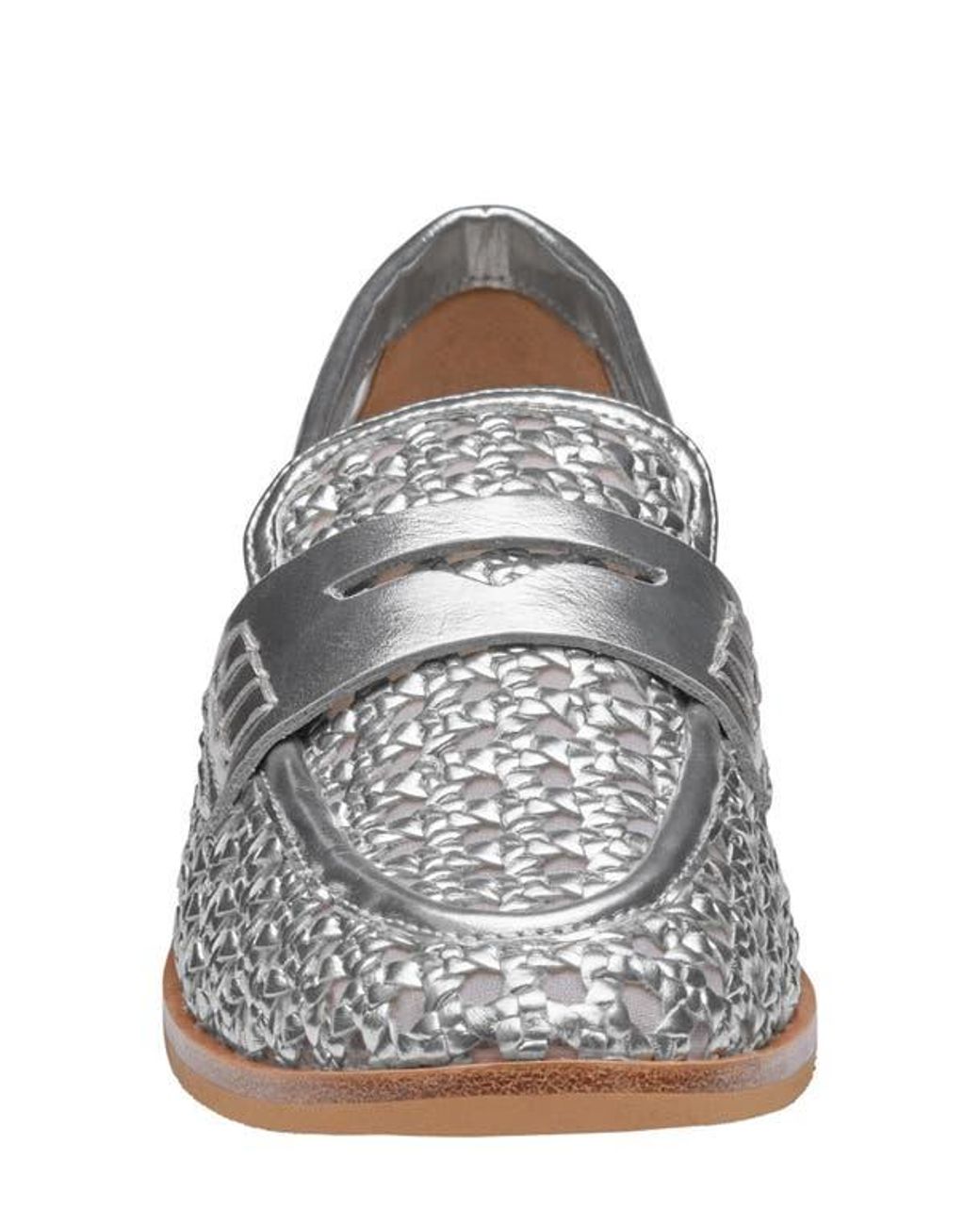 Johnston & Murphy Gillian Woven Penny Loafer in White | Lyst