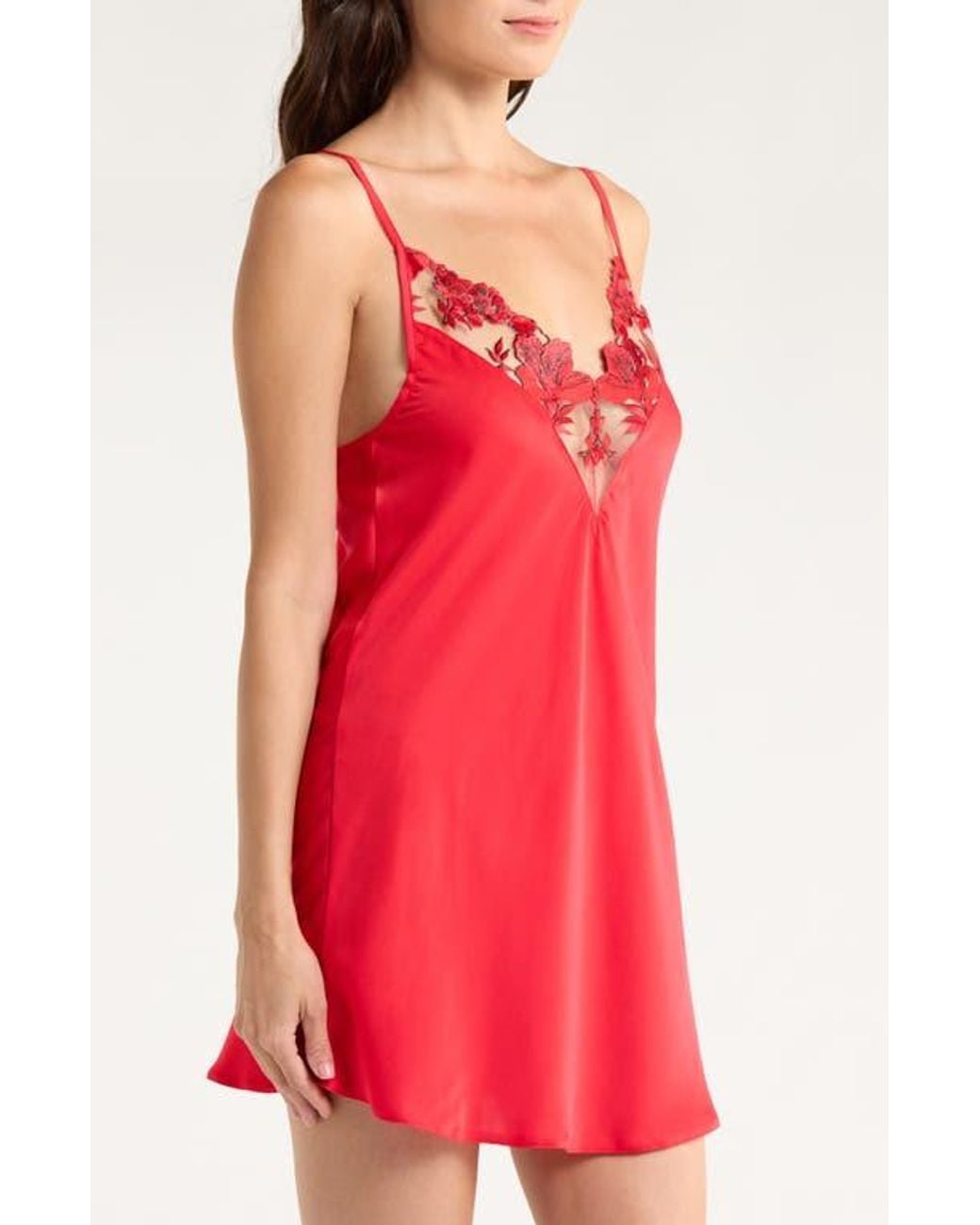 Bluebella Lavanya Luxe Satin Short Chemise in Red | Lyst