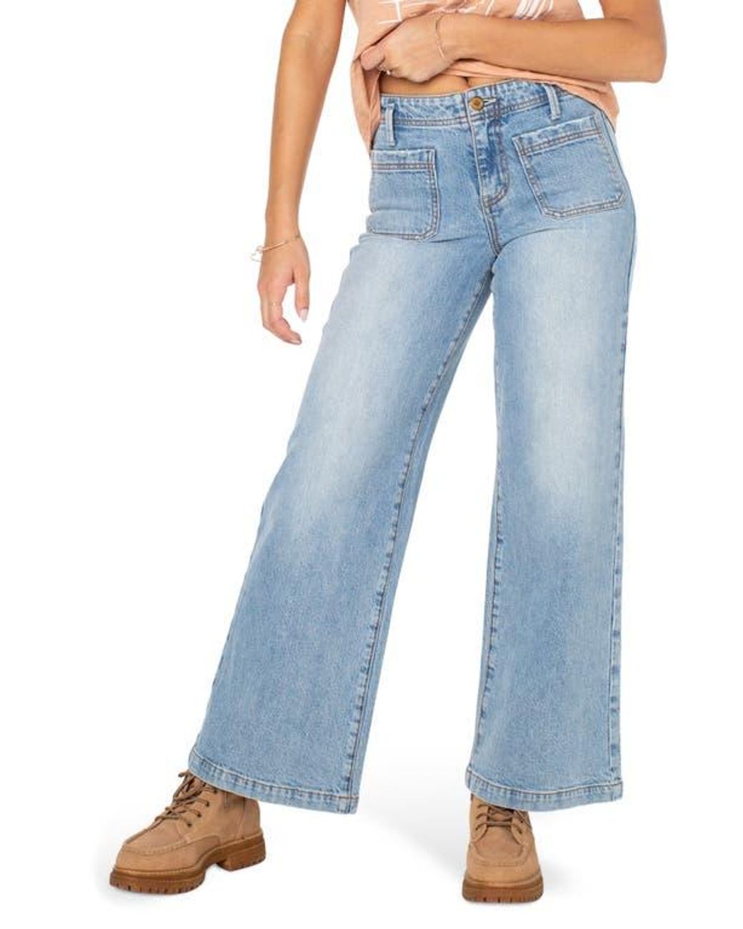 Roxy Baby Baby Wide Leg Jeans in Blue | Lyst