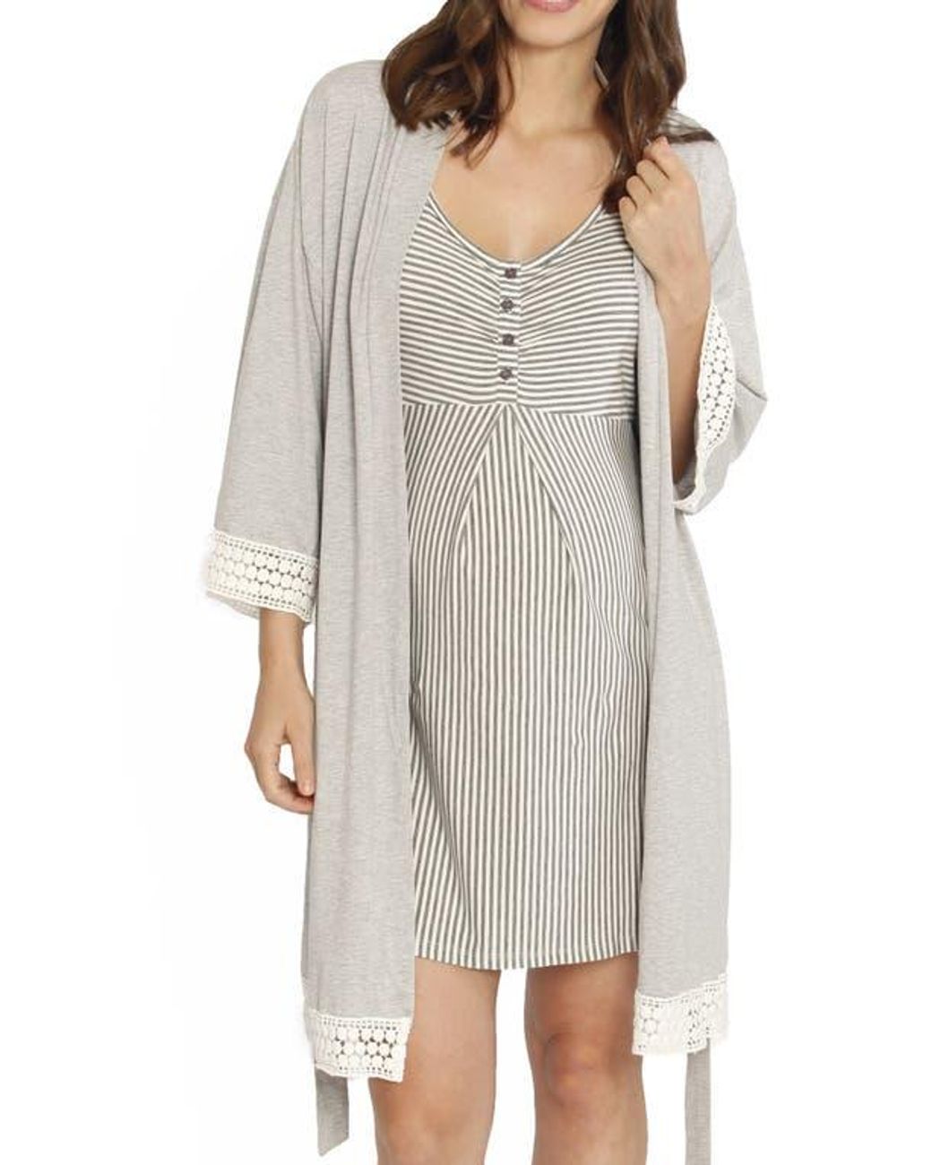 ANGEL MATERNITY Nursing/Maternity Dress, Robe & Baby Wrap Set in Blue ...
