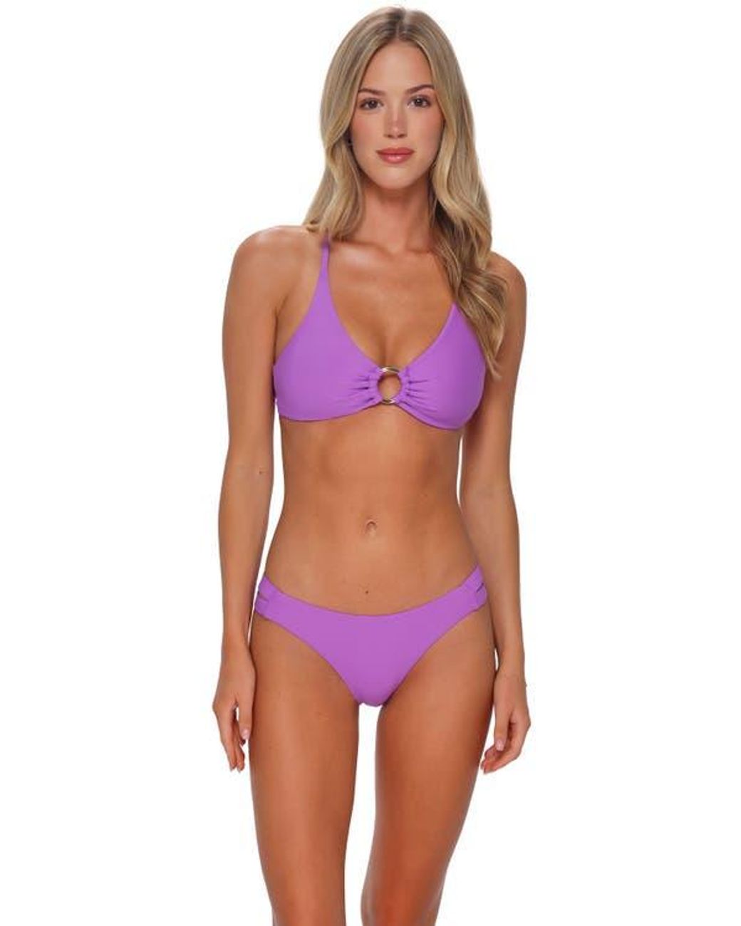 Sunsets Carrie Crossback Bikini Swimsuit Top in Purple | Lyst