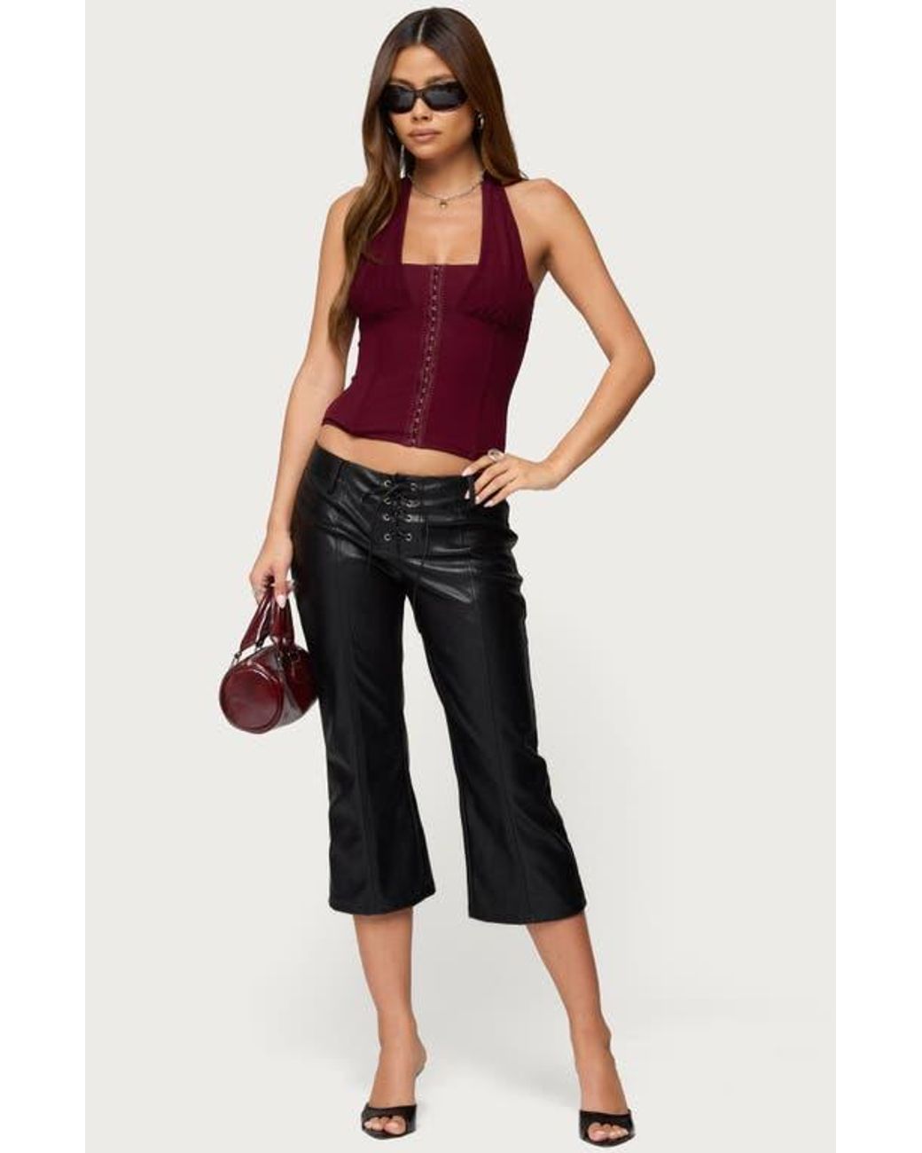 Edikted Rosalina Mesh Halter Corset Top in Purple | Lyst