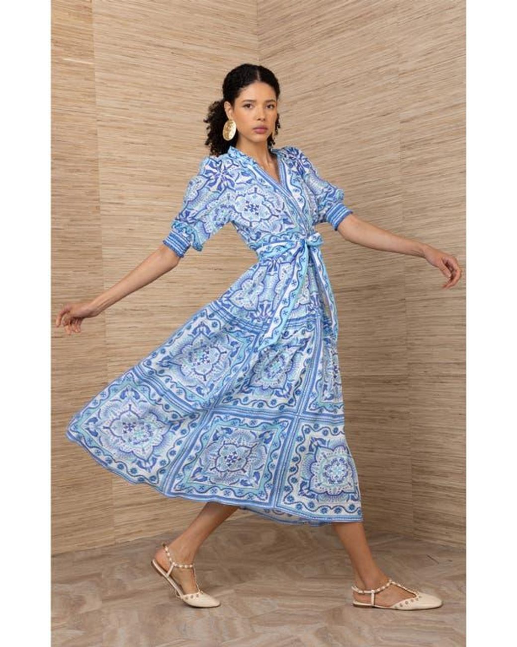 Hale Bob Bess Linen Dress in Blue | Lyst