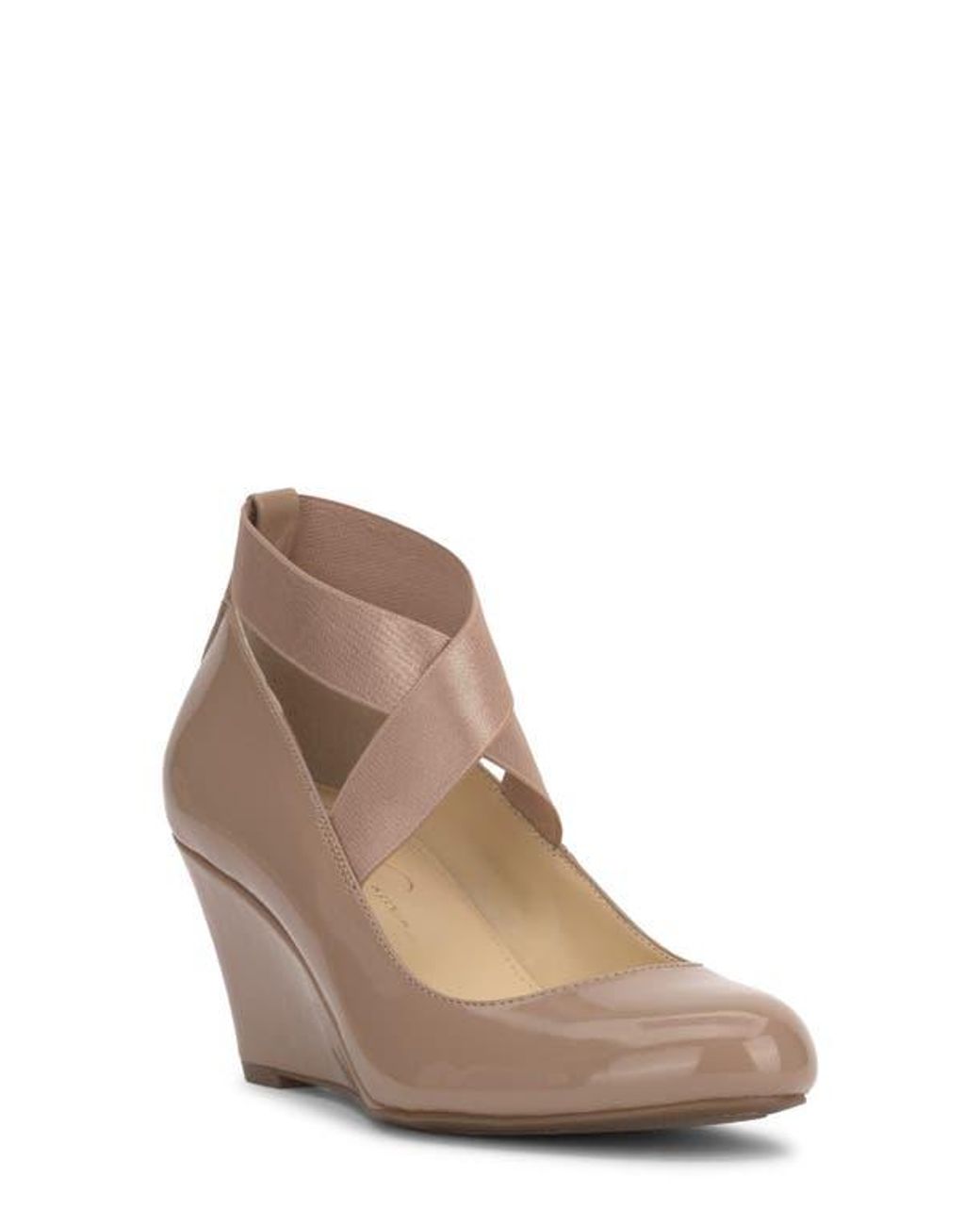 Jessica Simpson Saedra Ankle Strap Wedge Pump in Brown | Lyst