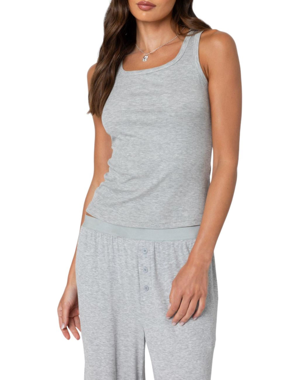 Edikted Kylian Rib Tank in Blue | Lyst