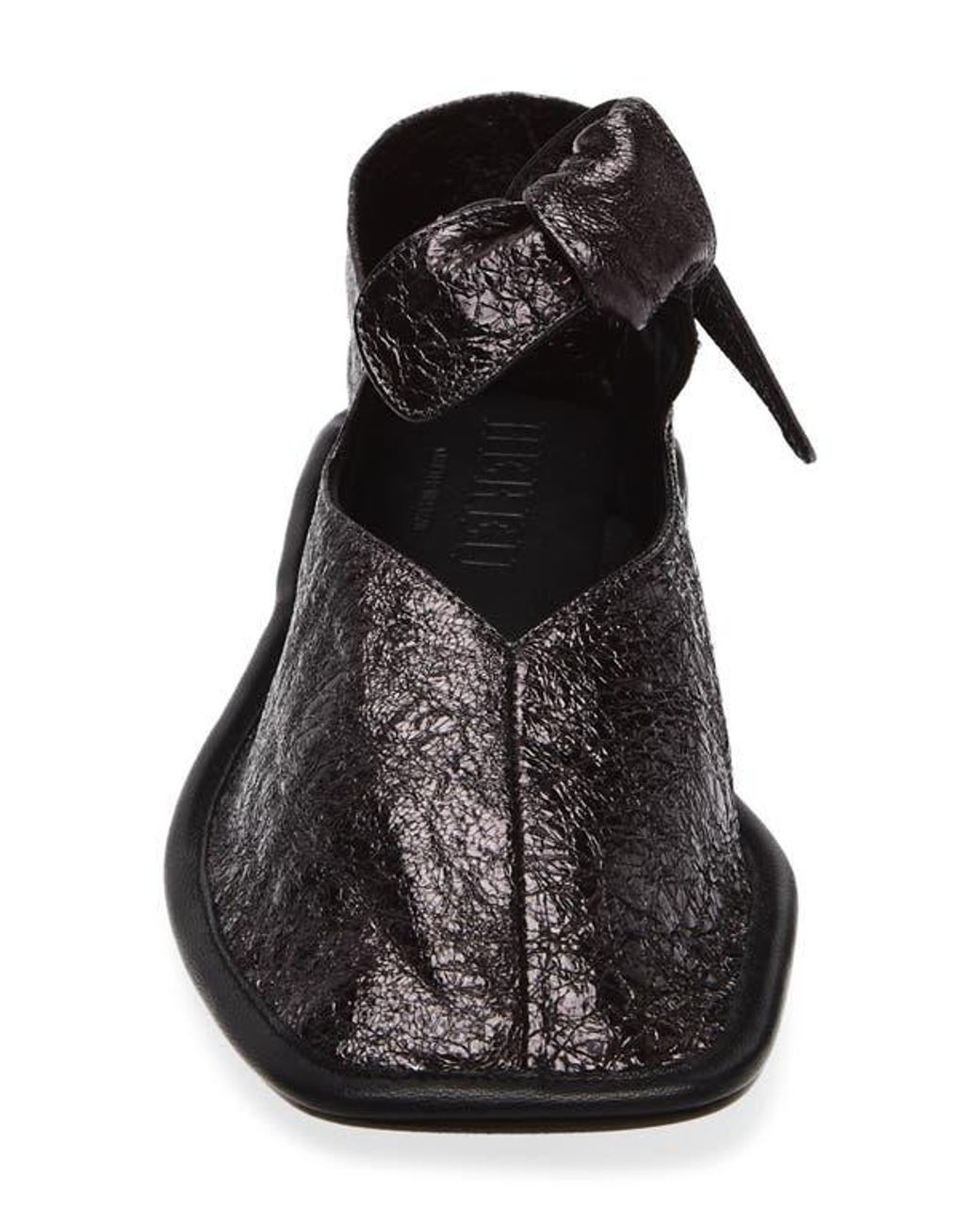 Hereu Llasada Crinkled Square Toe Flat in Black | Lyst