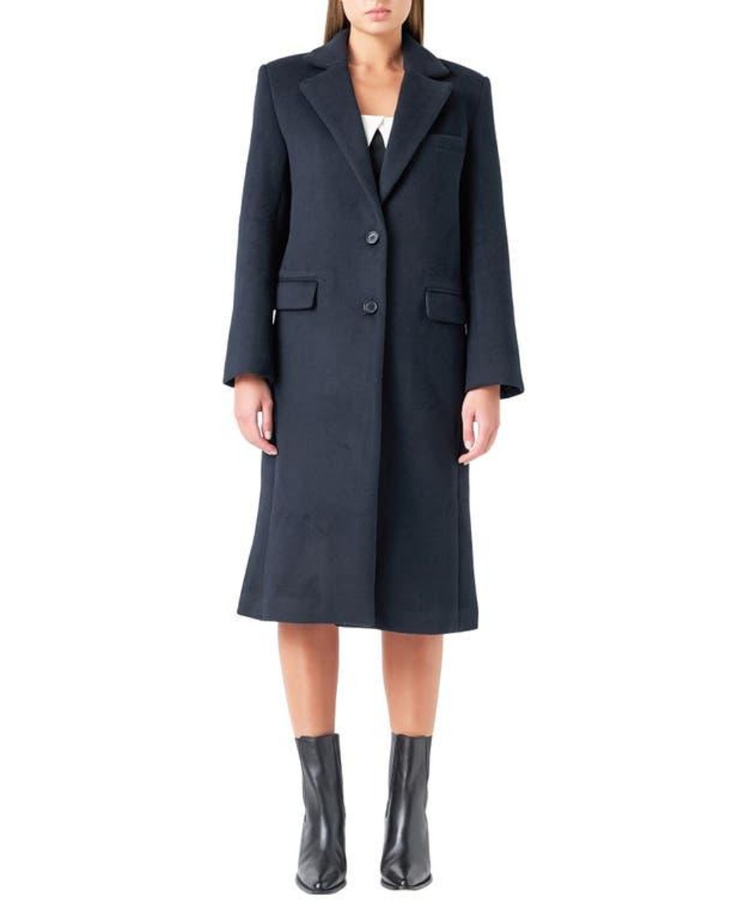 Grey Lab Wool Blend Trench Coat in Blue | Lyst