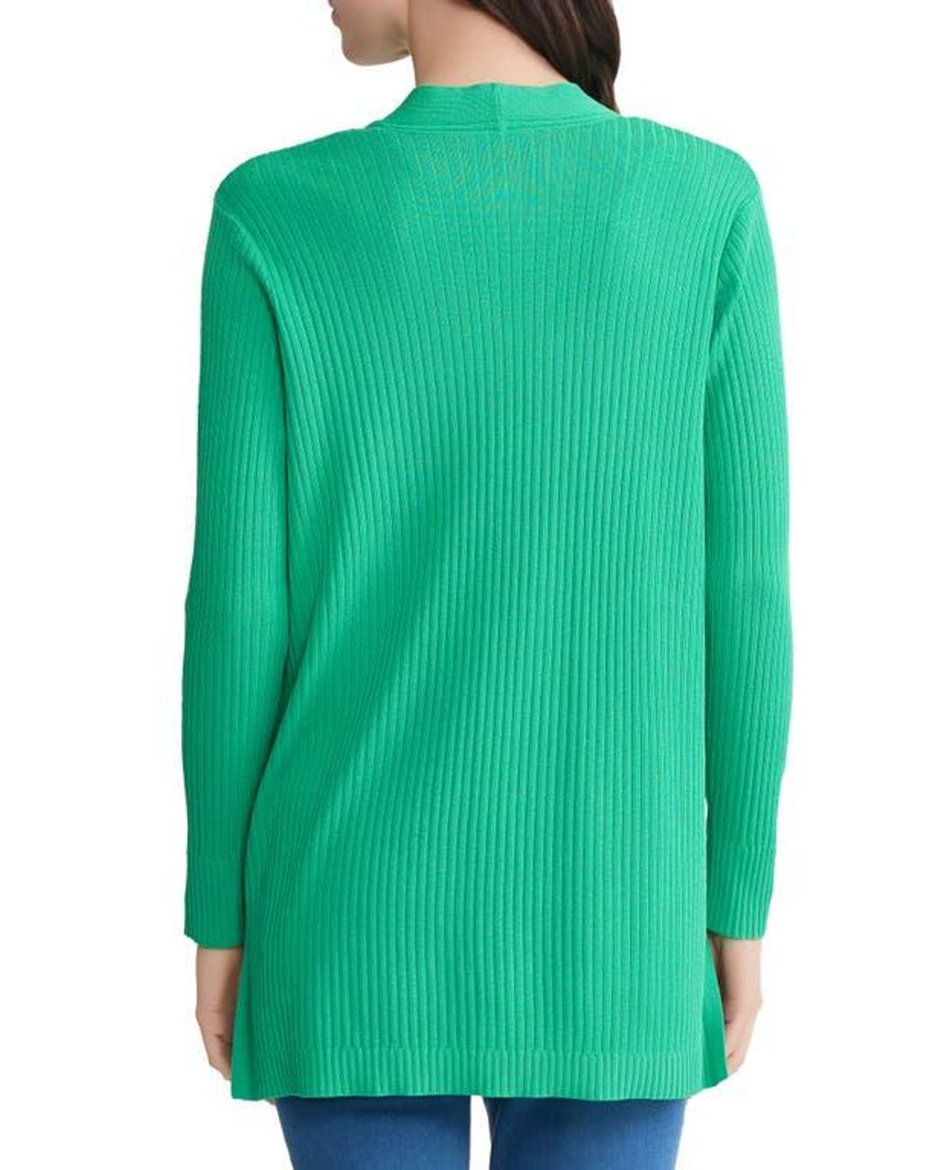 Jones New York Sutton Open Front Rib Knit Cardigan in Green | Lyst