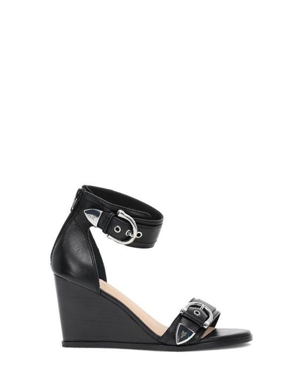 Frye Rachel Ankle Strap Wedge Sandal in Black | Lyst