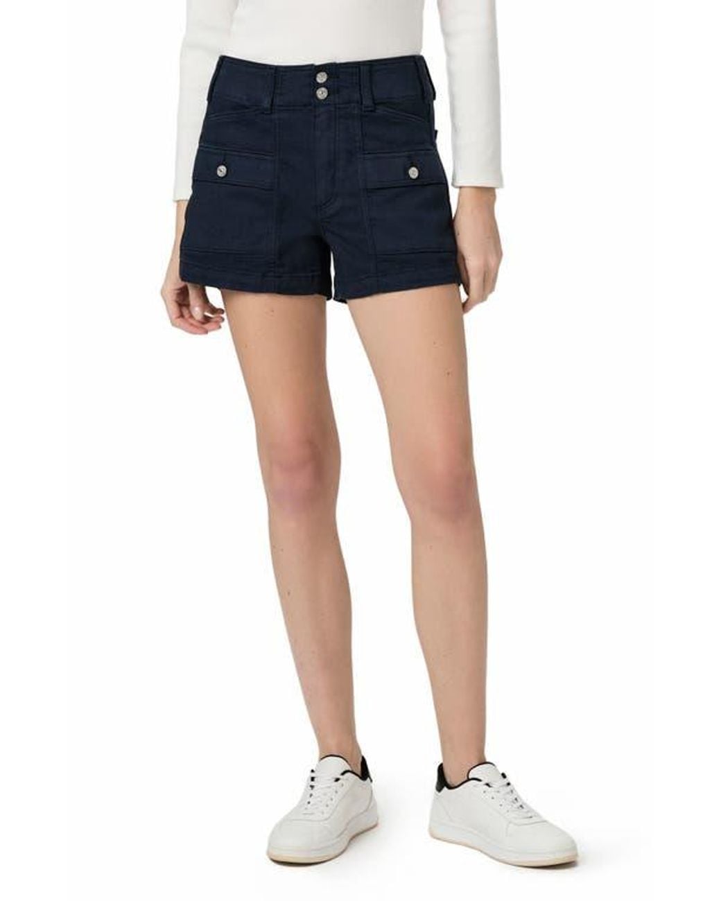 PAIGE Olivia Cargo Denim Shorts in Blue | Lyst