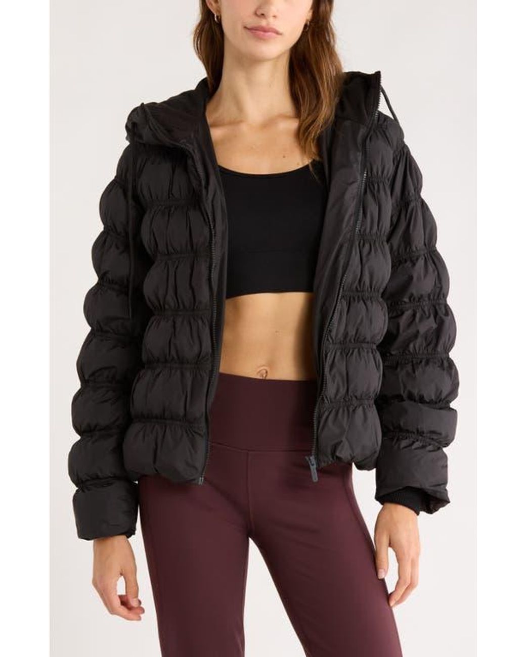 Zella All Over Ruched Jacket in Black | Lyst