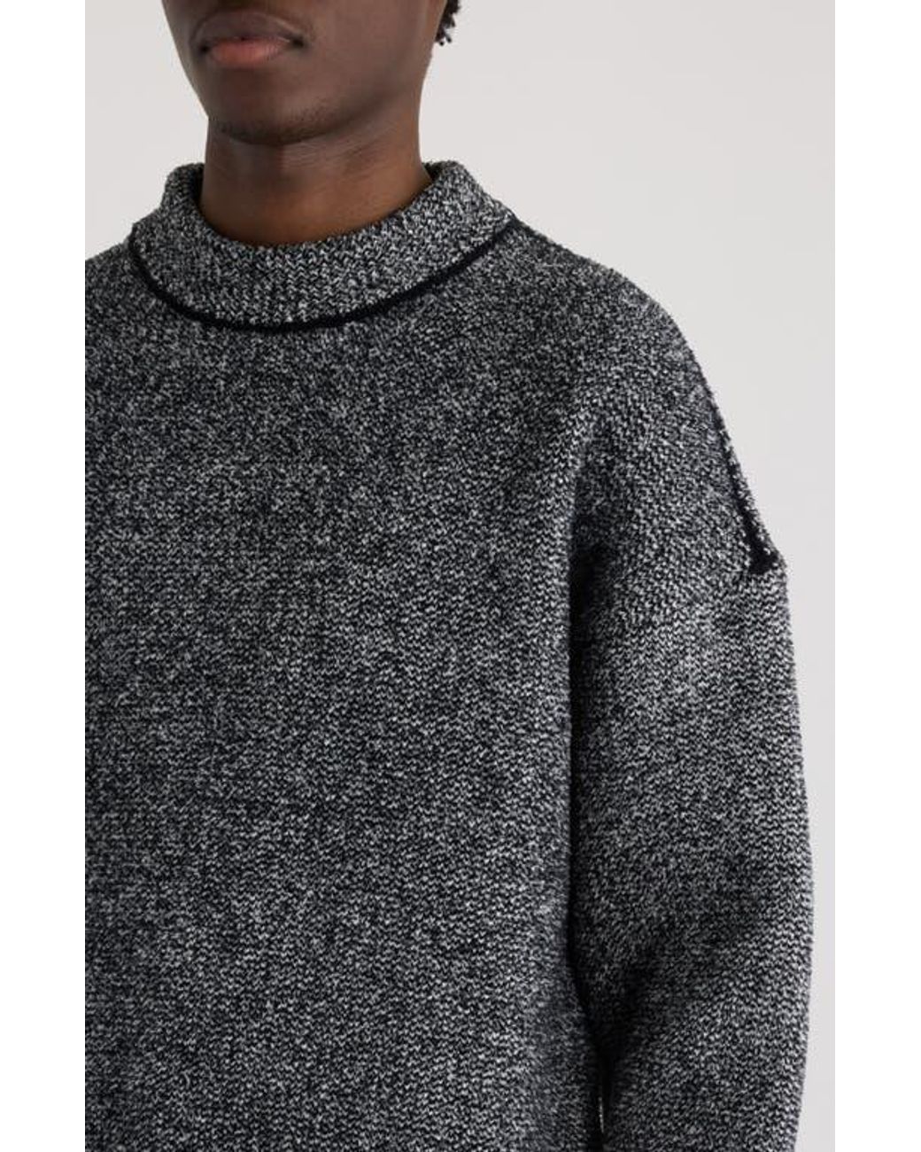 Jacquemus La Maille Curvo Oversize Mock Neck Sweater in Black for Men ...