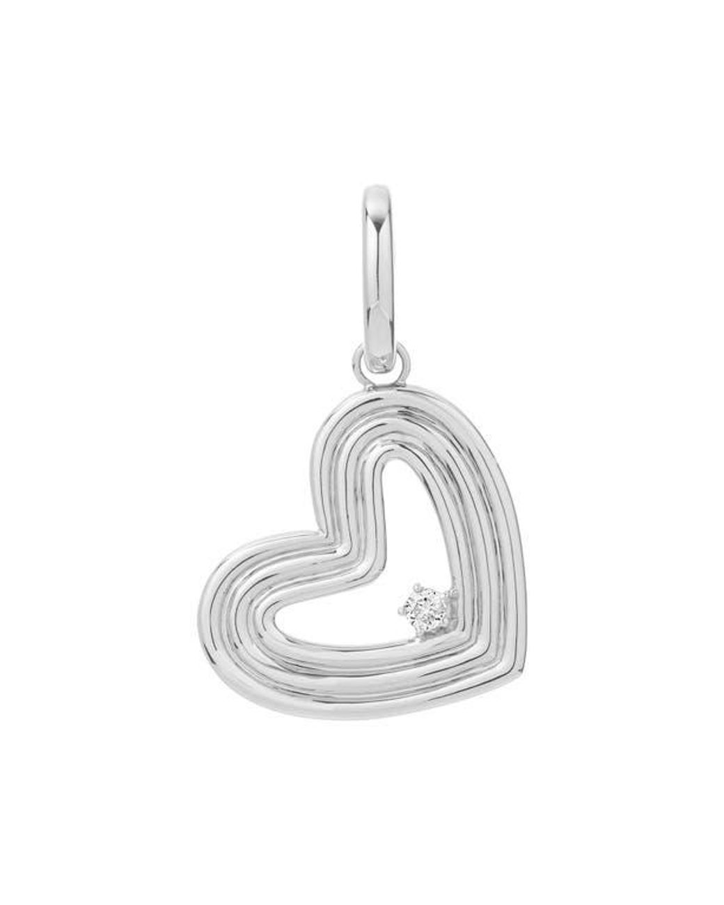 Adina Reyter Groovy Diamond Heart Hinged Charm in White | Lyst