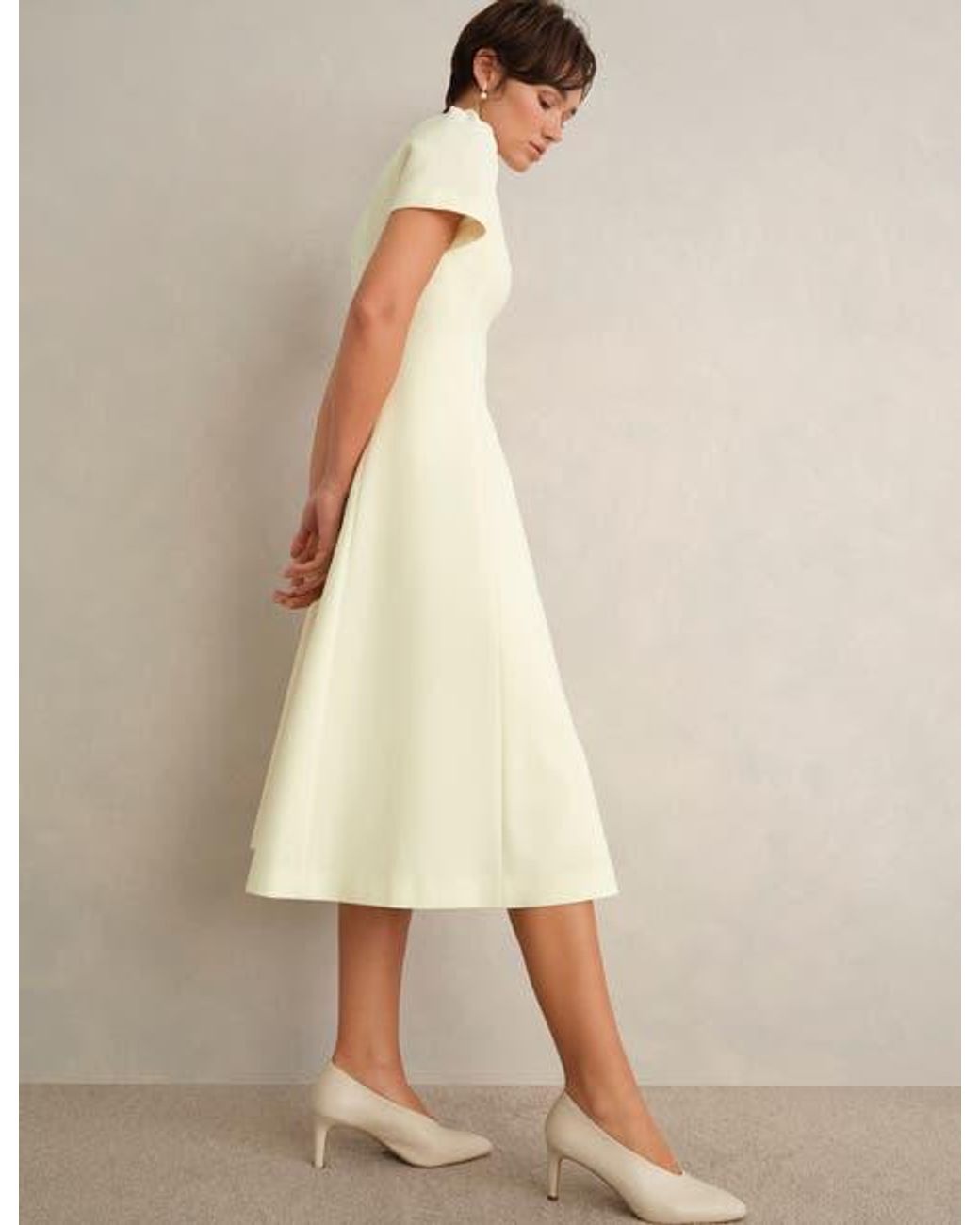 Hobbs Eliana Fit Flare Midi Dress in Natural | Lyst