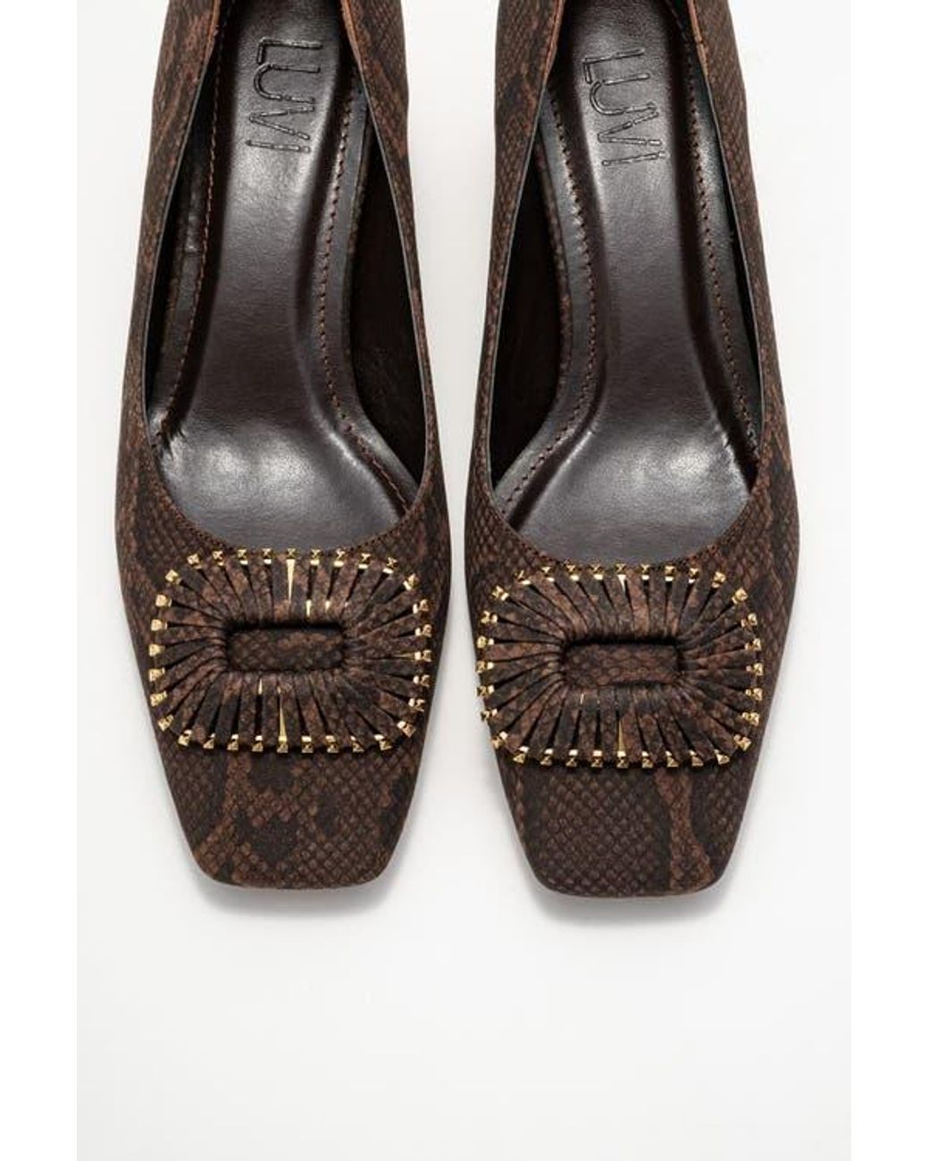 Prologue Shoes Velora Buckle Square Toe Block Heel Pump in Black | Lyst