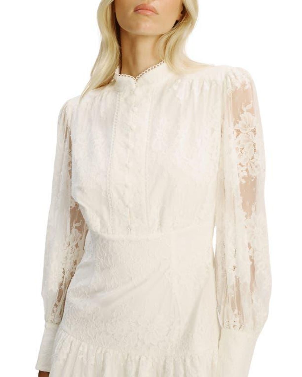 Bardot Olessia Long Sleeve Lace Minidress in White | Lyst