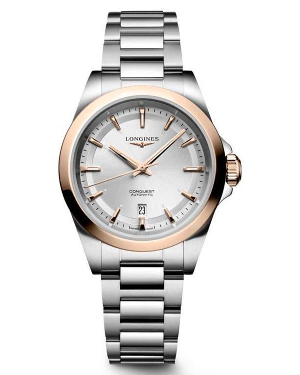 Longines Conquest 18K Rose Bezel Automatic Bracelet Watch, 30Mm in Gray ...