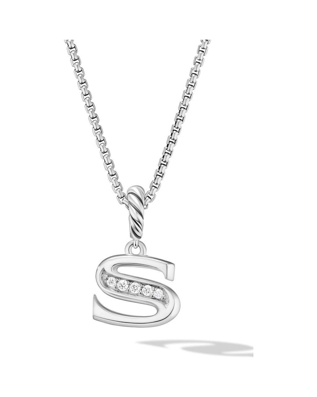 David Yurman Pavé Initial Pendant Necklace in Metallic | Lyst