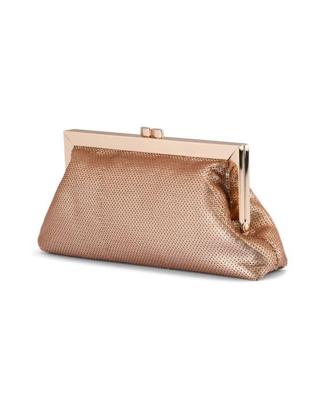 OLGA BERG Zephyr Sequin Clutch in Natural | Lyst