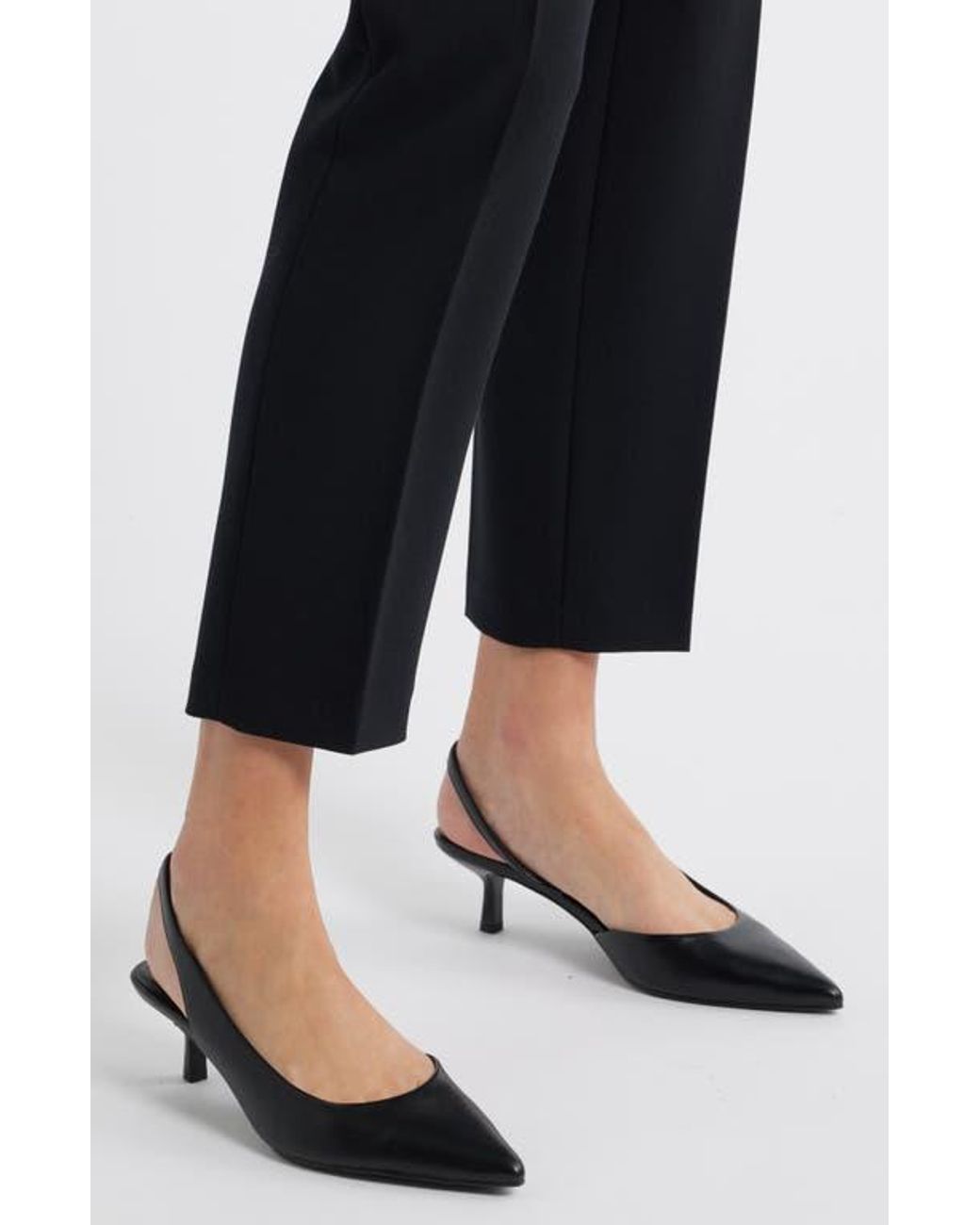 Open Edit Corina Slingback Half D'Orsay Pointed Toe Kitten Heel Pump in ...