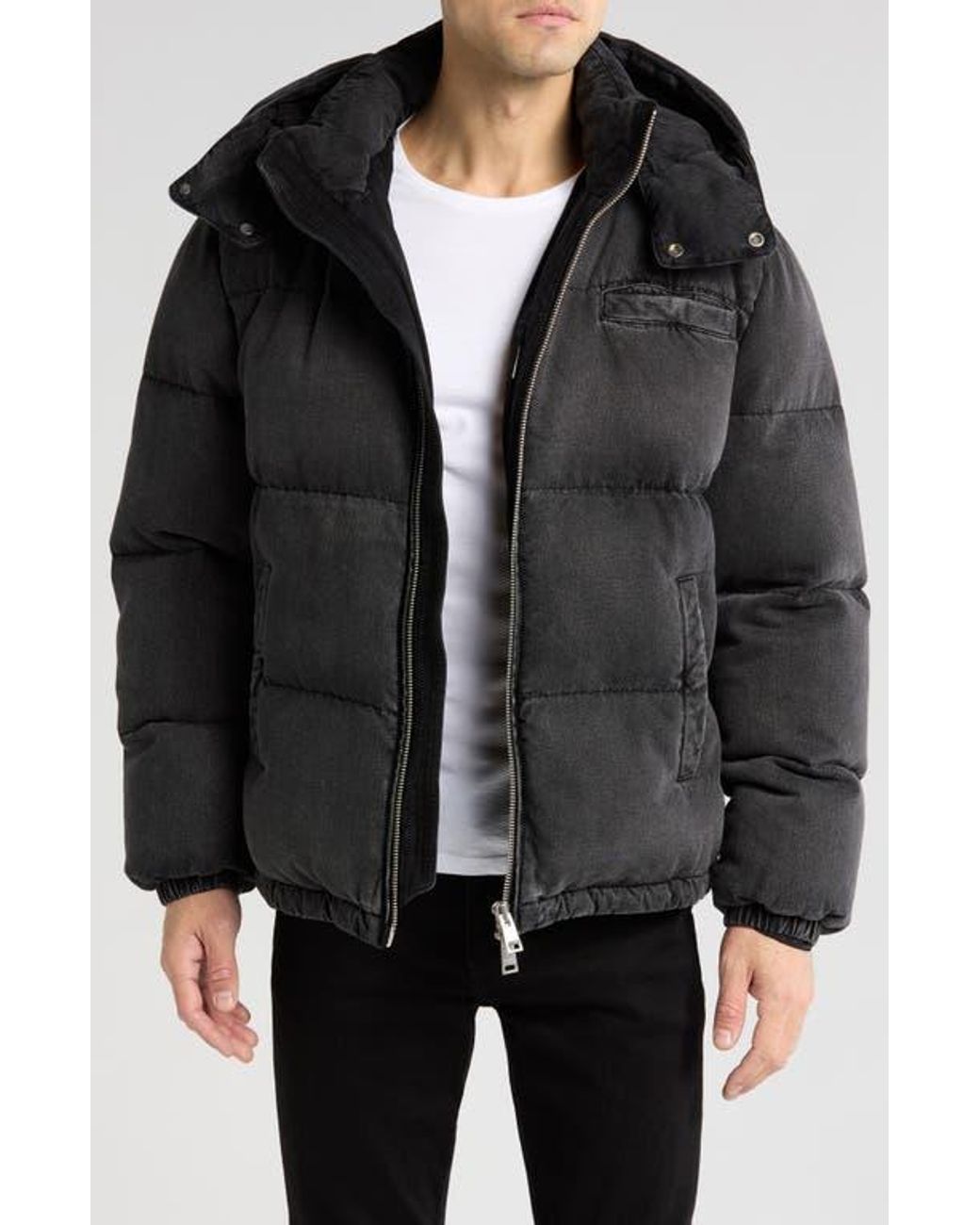 Purple Brand Denim Down Puffer Jacket in Black for Men | Lyst