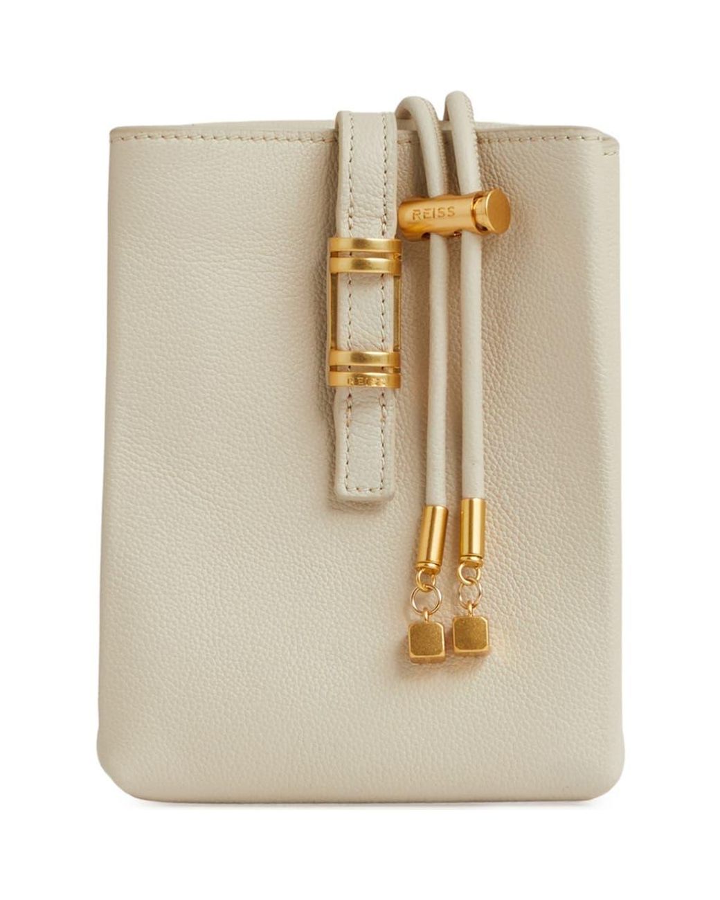 Reiss Vienna Leather Crossbody Phone Bag in Natural | Lyst