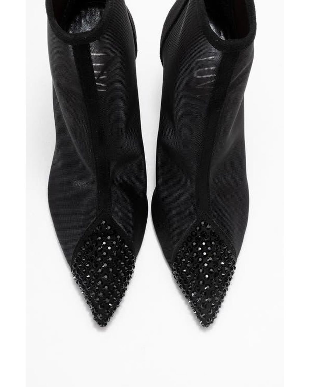 Prologue Shoes Farella Mesh Embellished Back-Zip Bootie in Black | Lyst