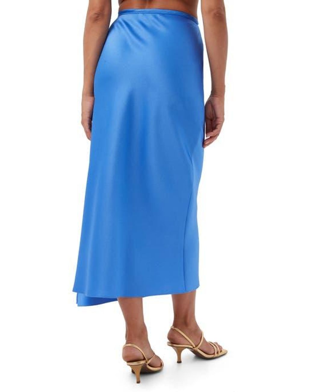 Trina Turk Sahel Satin Midi Skirt in Blue | Lyst
