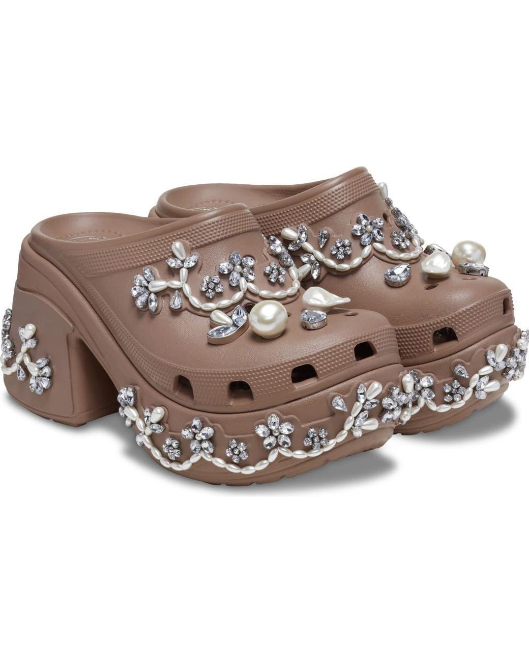 Crocs™ X Simone Rocha Siren Clog With Crystal & Faux Pearl Jibbitz in Brown | Lyst