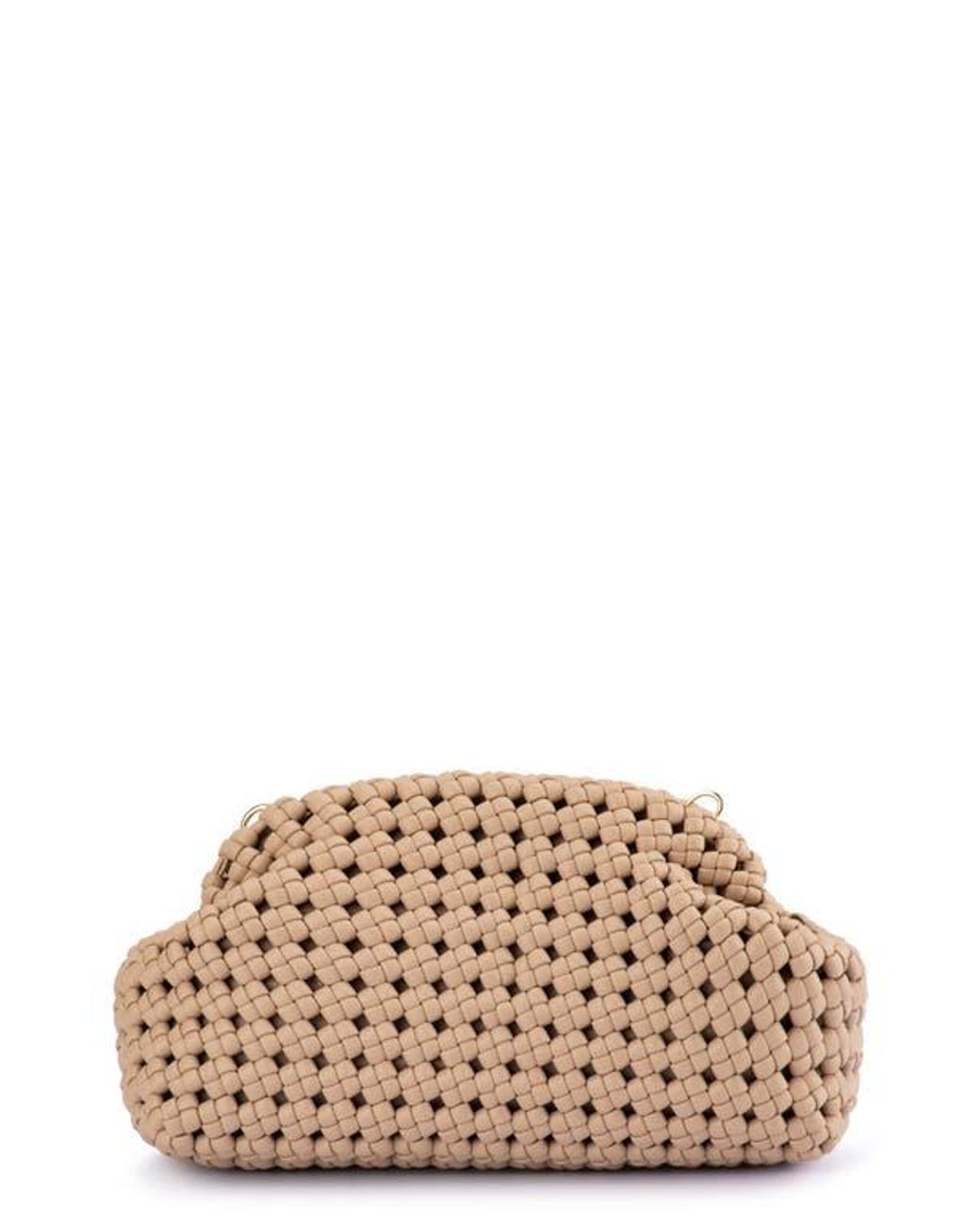 OLGA BERG Everly Handwoven Faux Leather Frame Clutch in Natural | Lyst
