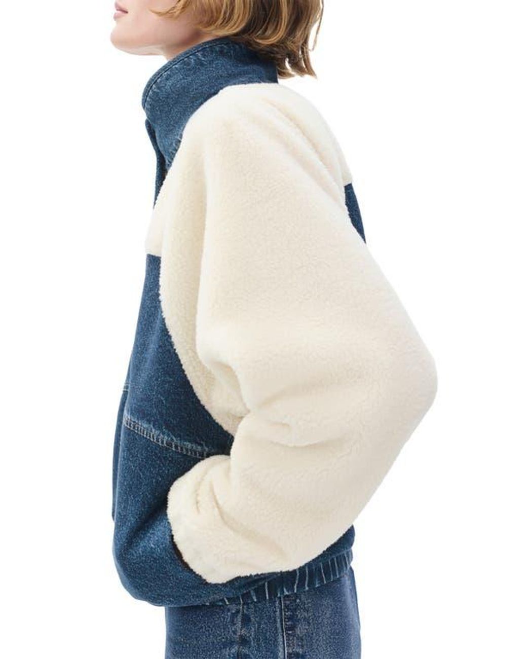 Rag & Bone Rb Miramar High Pile Fleece Pullover in Blue | Lyst