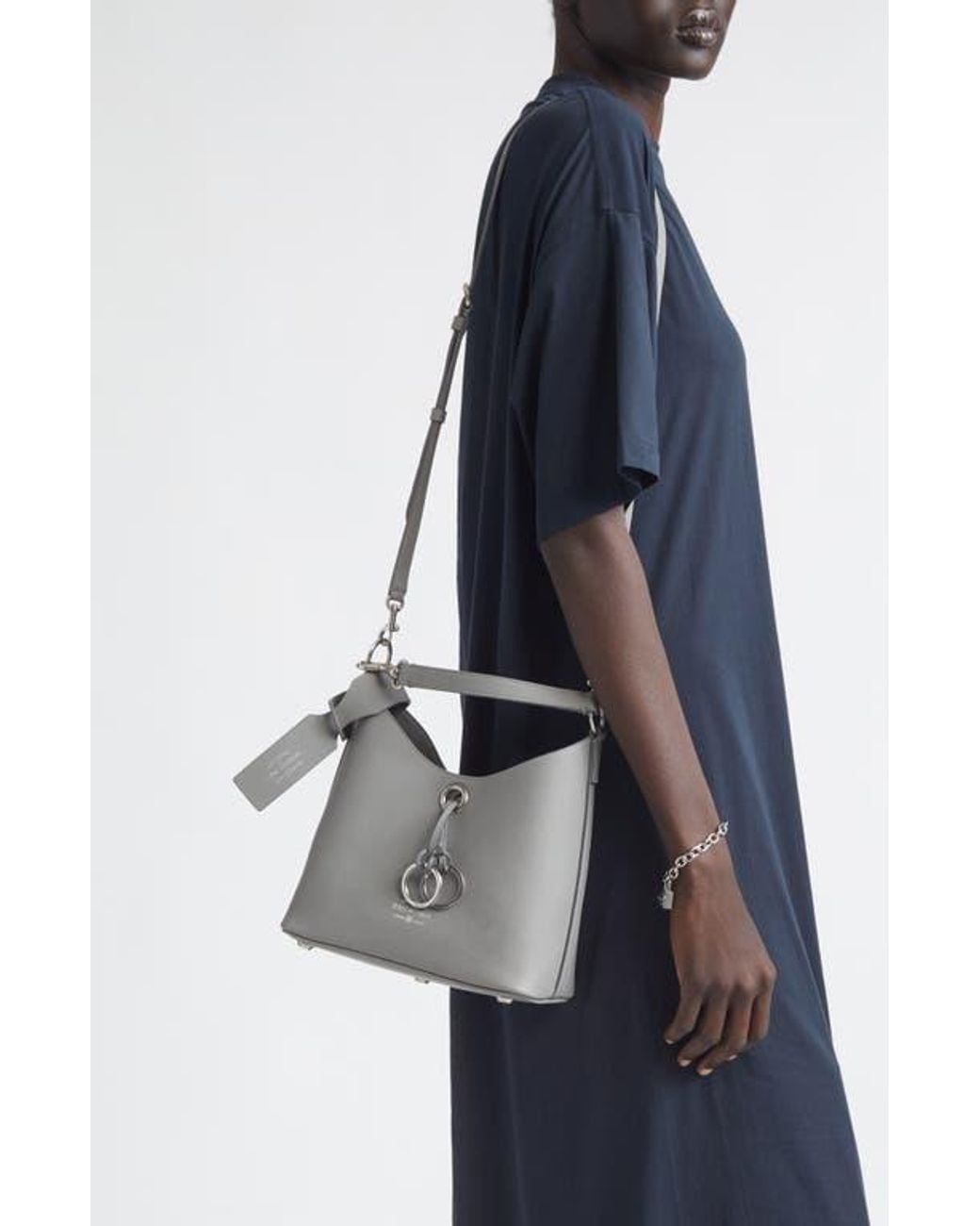 Balenciaga Small Carrie Grained Leather Hobo Bag in Gray | Lyst