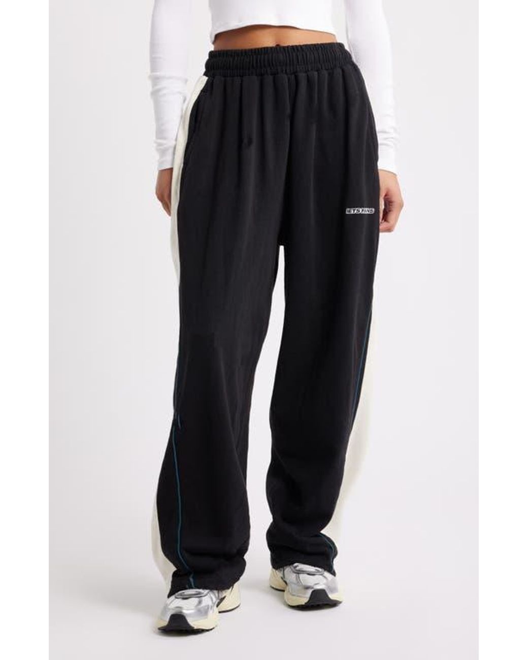 iets frans... Harri Paneled Baggy Cotton Fleece Sweatpants in Black | Lyst