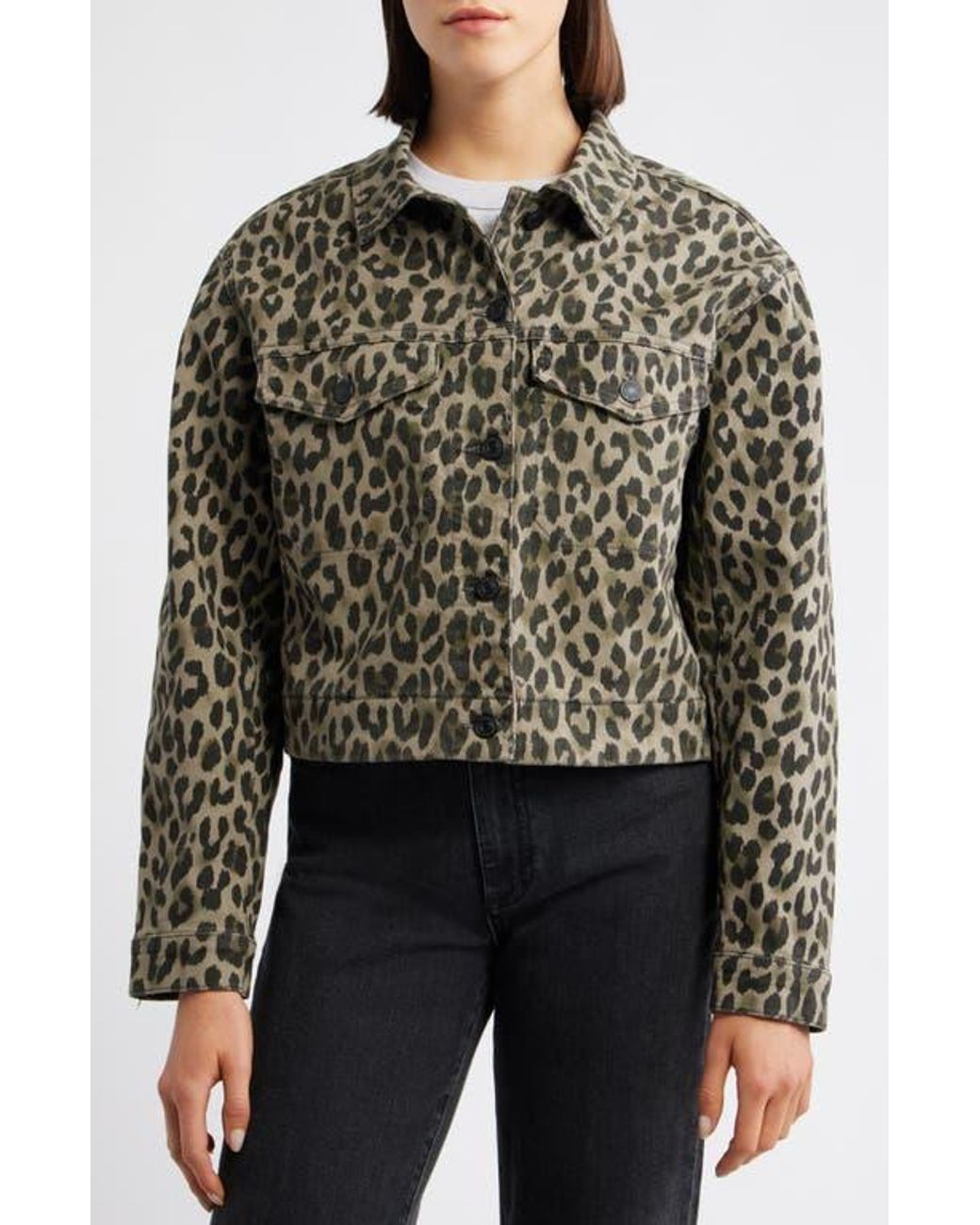 Mavi Leopard Print Denim Jacket in Black | Lyst