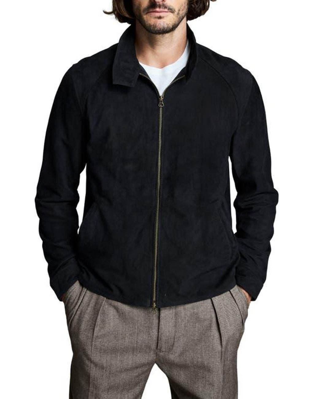 Billy Reid Barracuda Suede Jacket in Black for Men | Lyst