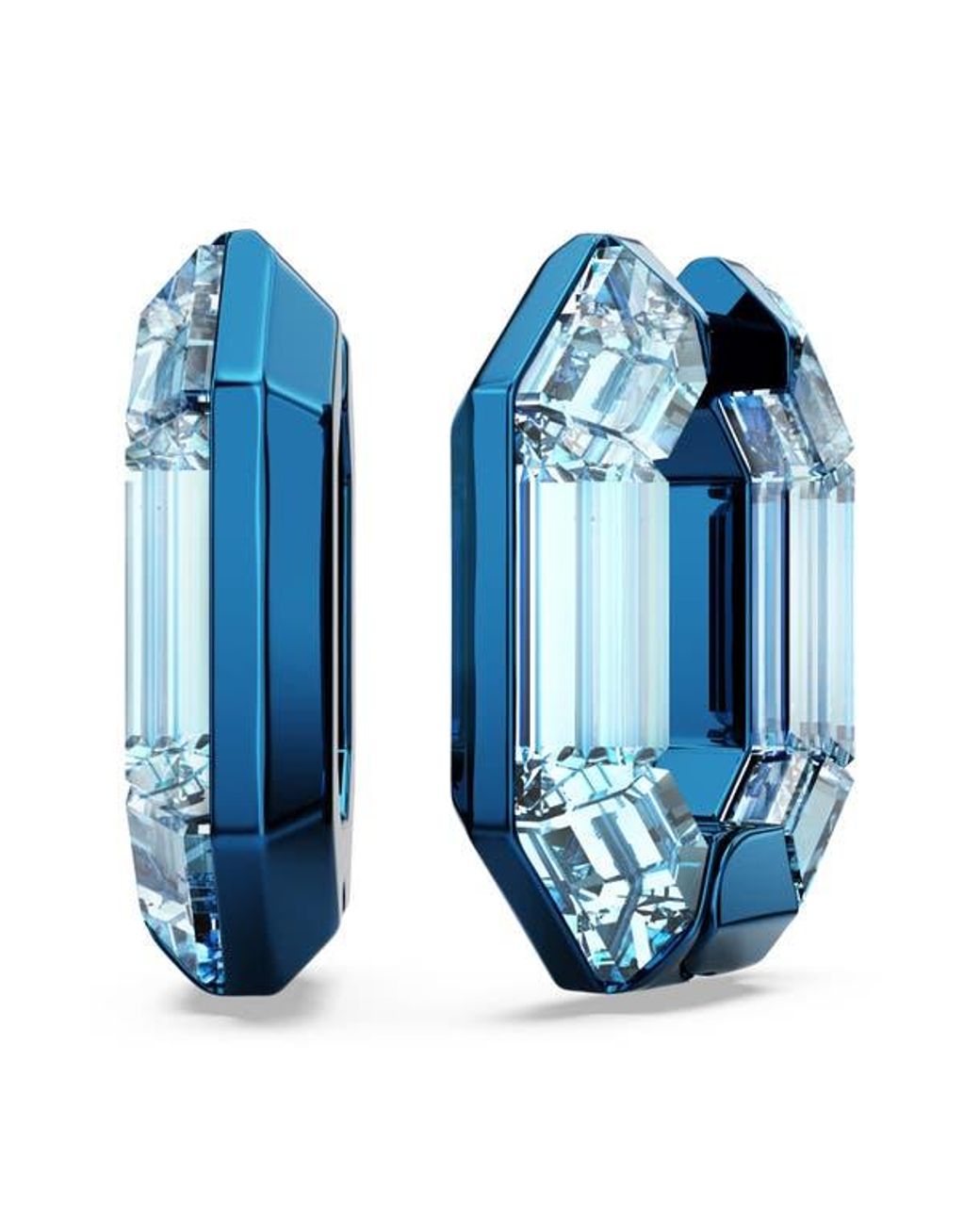 Swarovski Faceted Crystal Geometric Hoop Earrings in Blue | Lyst