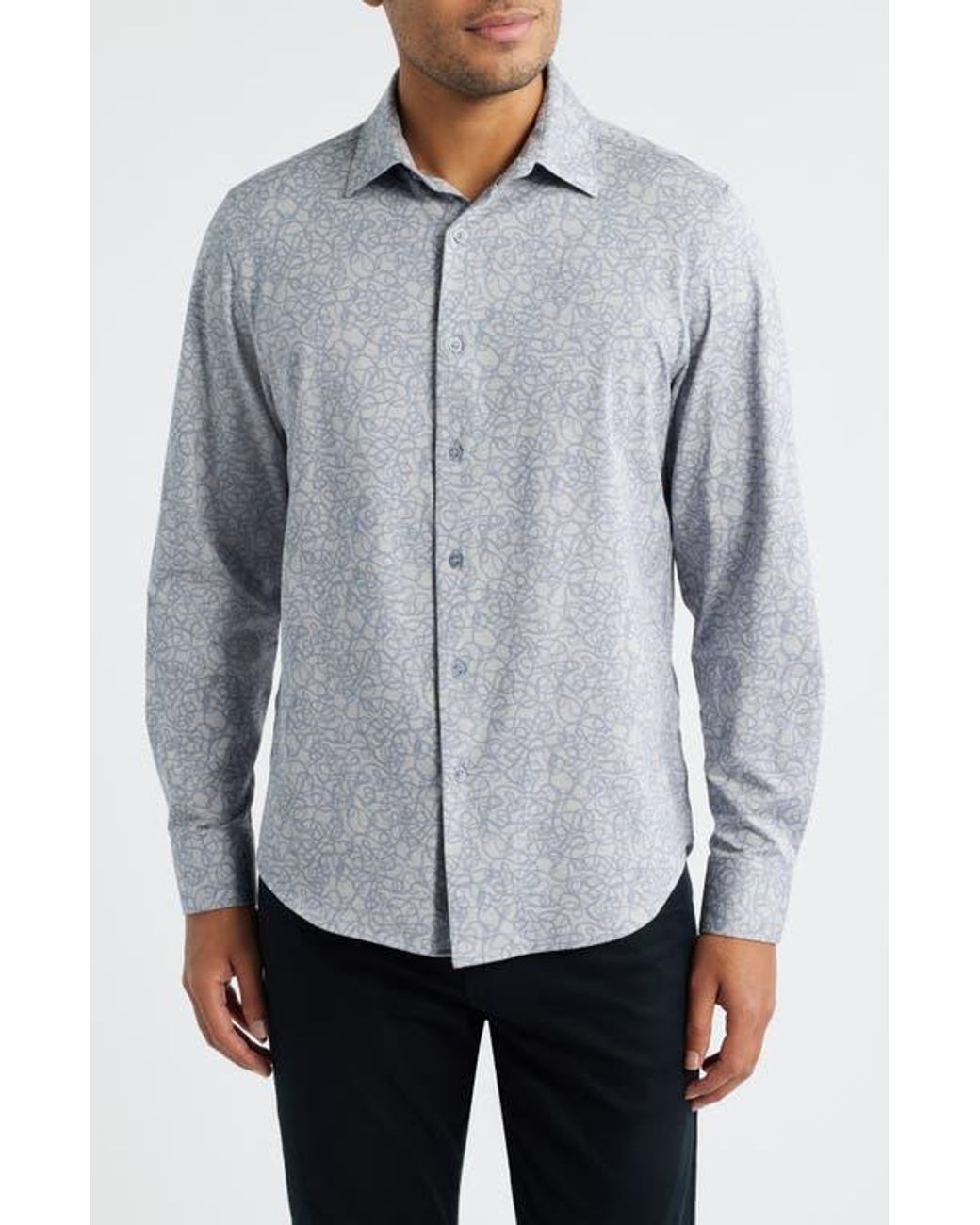Bugatchi James Ooohcotton Serpentine String Print Twill Button-Up Shirt ...