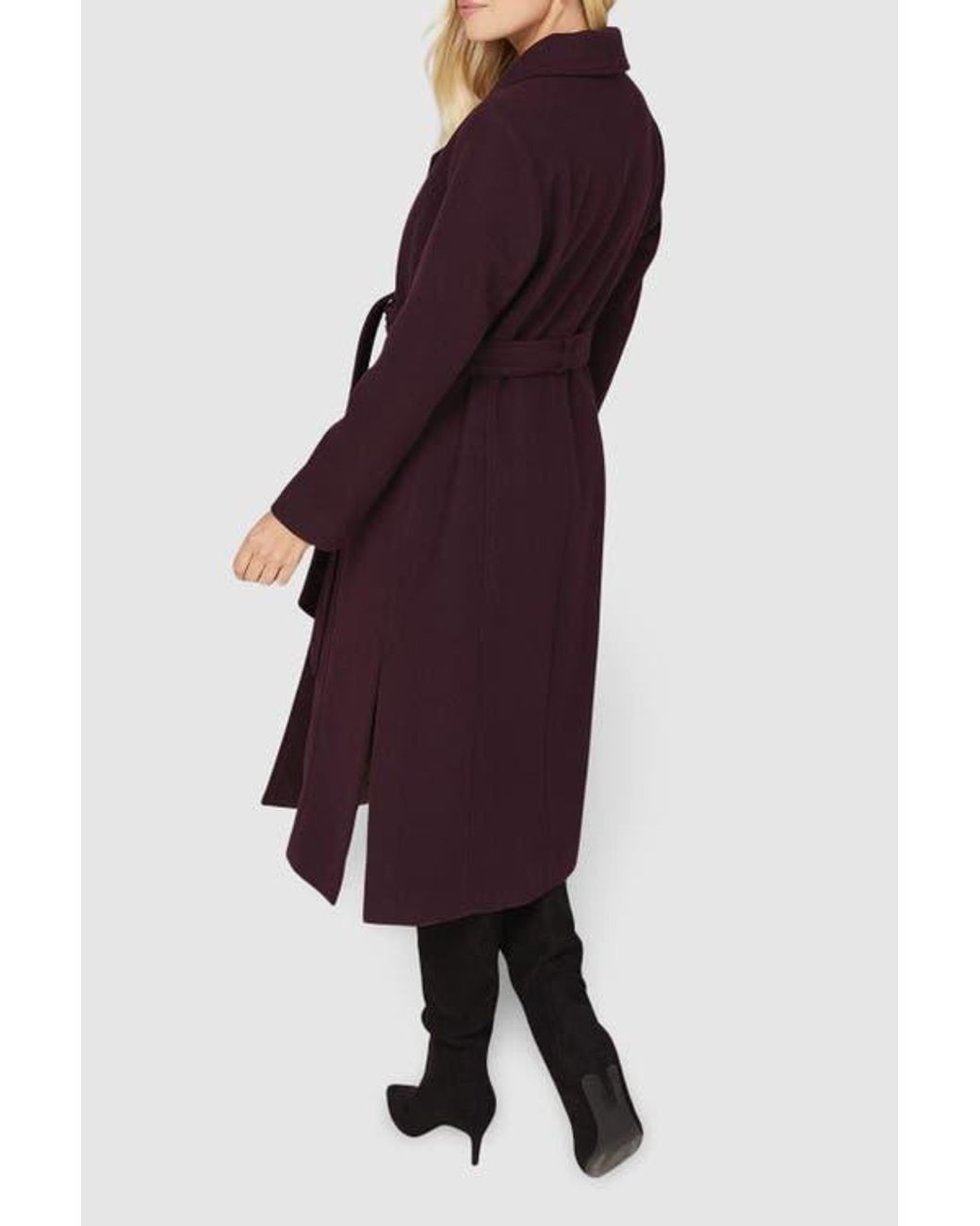 Wallis Petite Longline Belted Coat in Red | Lyst