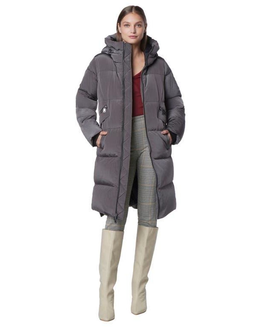 Andrew Marc Palma Shimmer Water Resistant Hooded Down Puffer Jacket in ...
