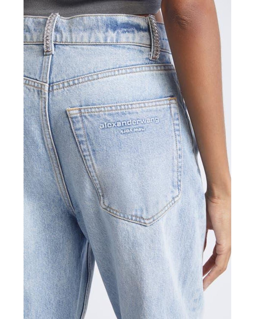 Alexander Wang Float Crystal Loop Nonstretch Denim Barrel Leg Jeans in ...