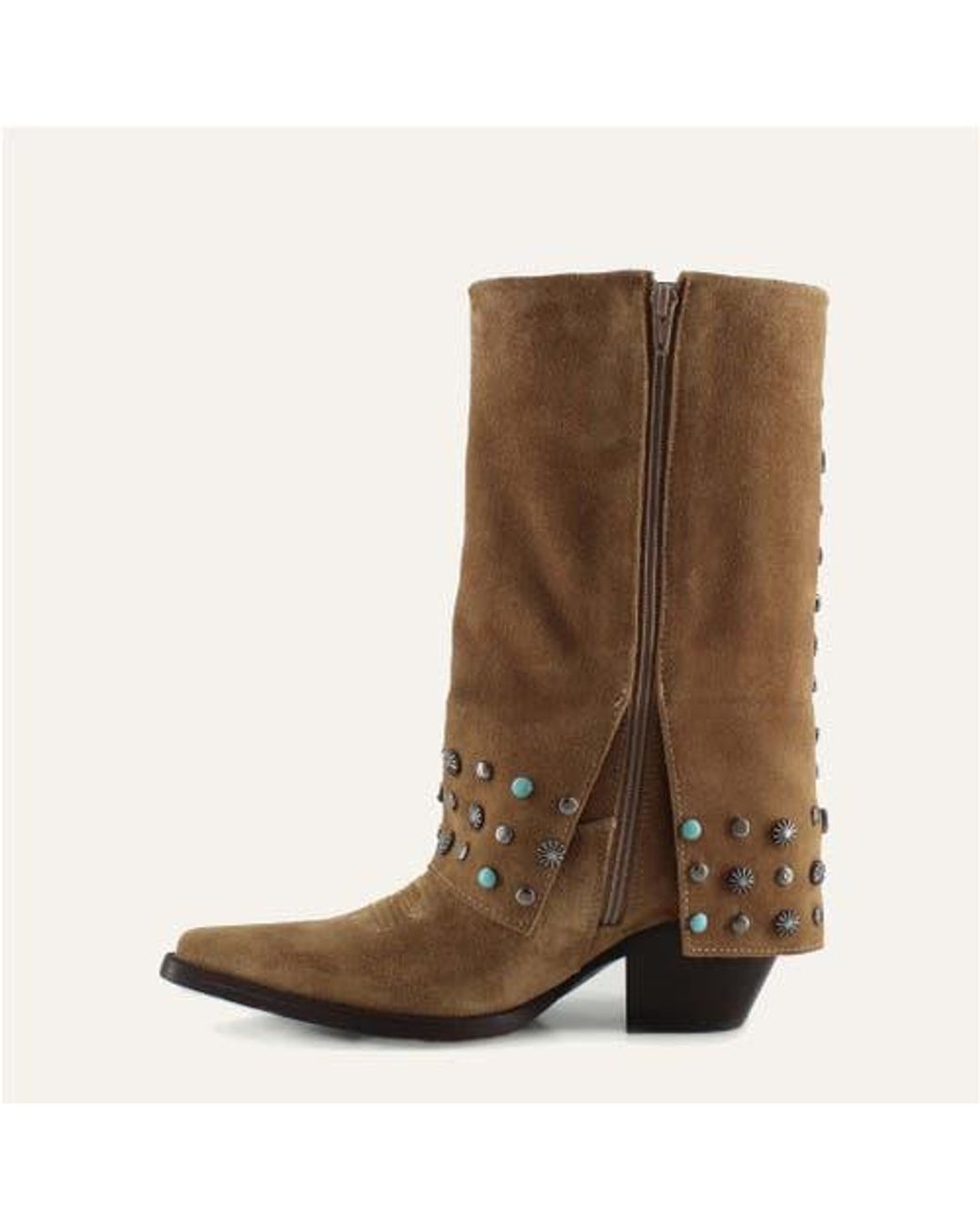 Buck & Brana Arianna Leather Boots in Brown | Lyst