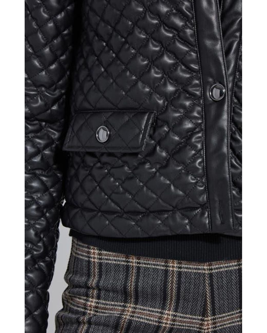 Lyssé Aurelle Quilted Faux Leather Jacket in Black | Lyst
