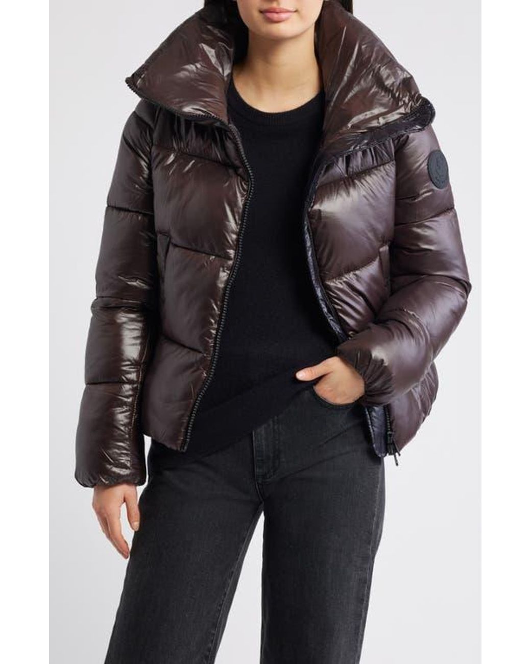 Save The Duck Isla Water Resistant Puffer Coat in Brown | Lyst