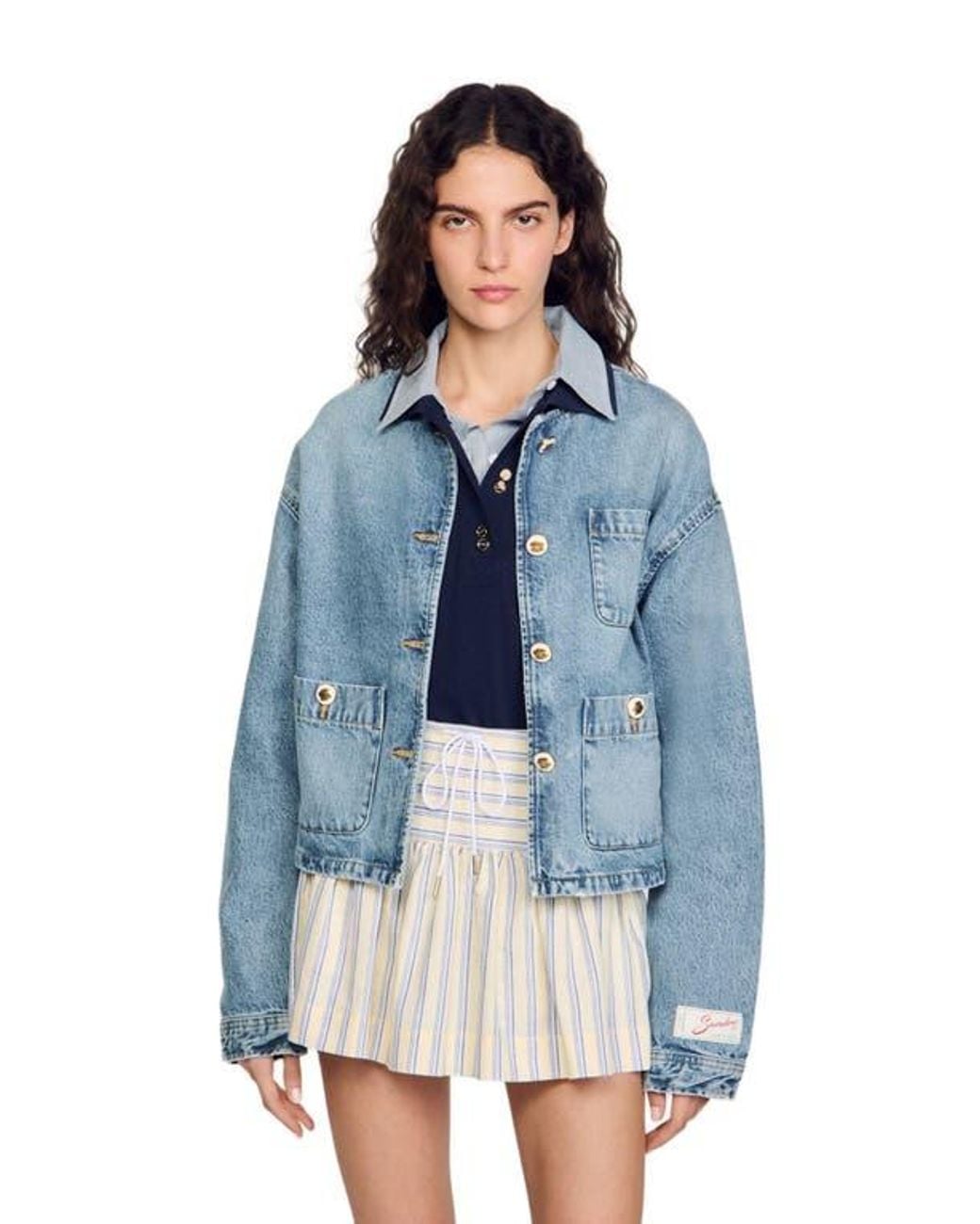 Sandro Denim Jacket in Blue | Lyst