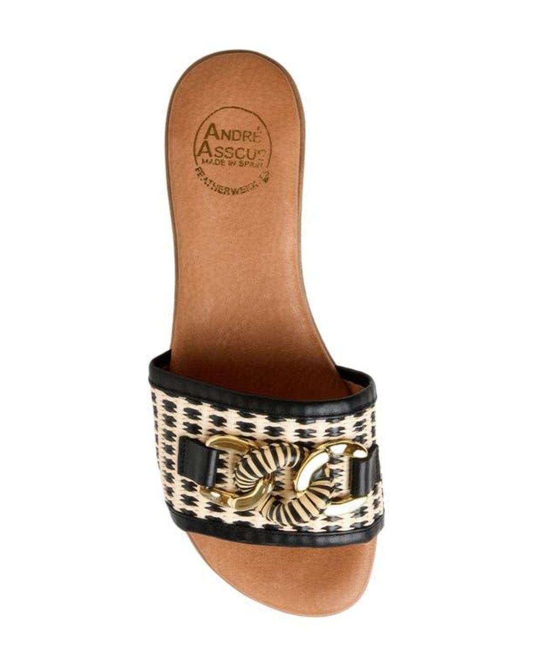 Andre Assous Nalia Wedge Slide Sandal in Brown | Lyst