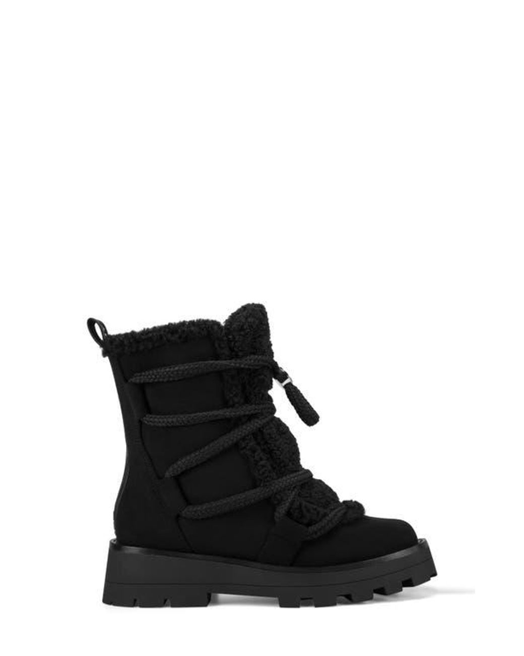 DKNY Signe Faux Shearling Lug Sole Bootie in Black | Lyst