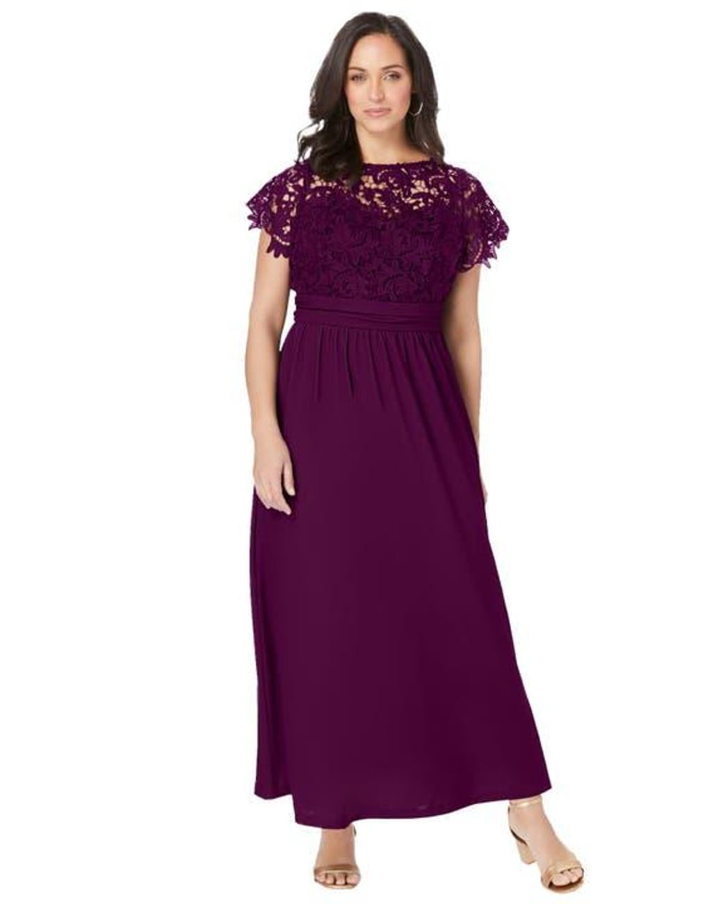 Jessica London Lace Maxi Dress in Purple | Lyst