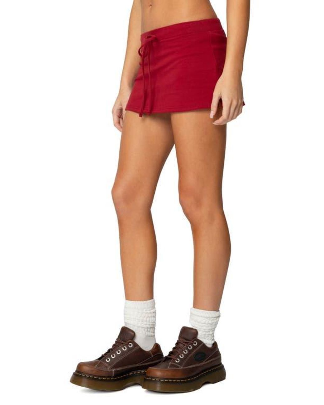 Edikted Bayside Stretch Cotton Micro Skort in Red | Lyst