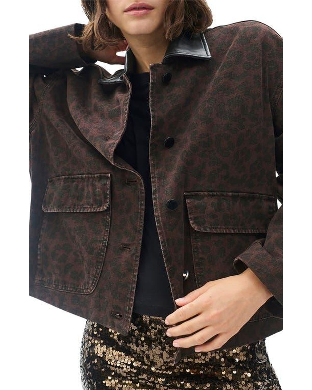Rag & Bone Natalia Leopard Print Cotton Jacket in Black | Lyst