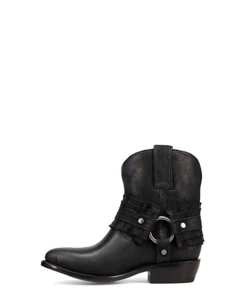 Frye Billy Ruffle Harness Bootie in Black | Lyst